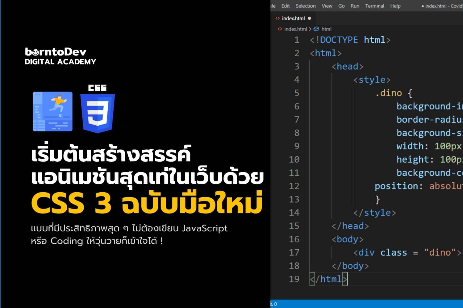 ทำ Animation แบบไวๆ ด้วย CSS – BorntoDev เริ่มต้นเรียน เขียนโปรแกรม ขั้นเทพ